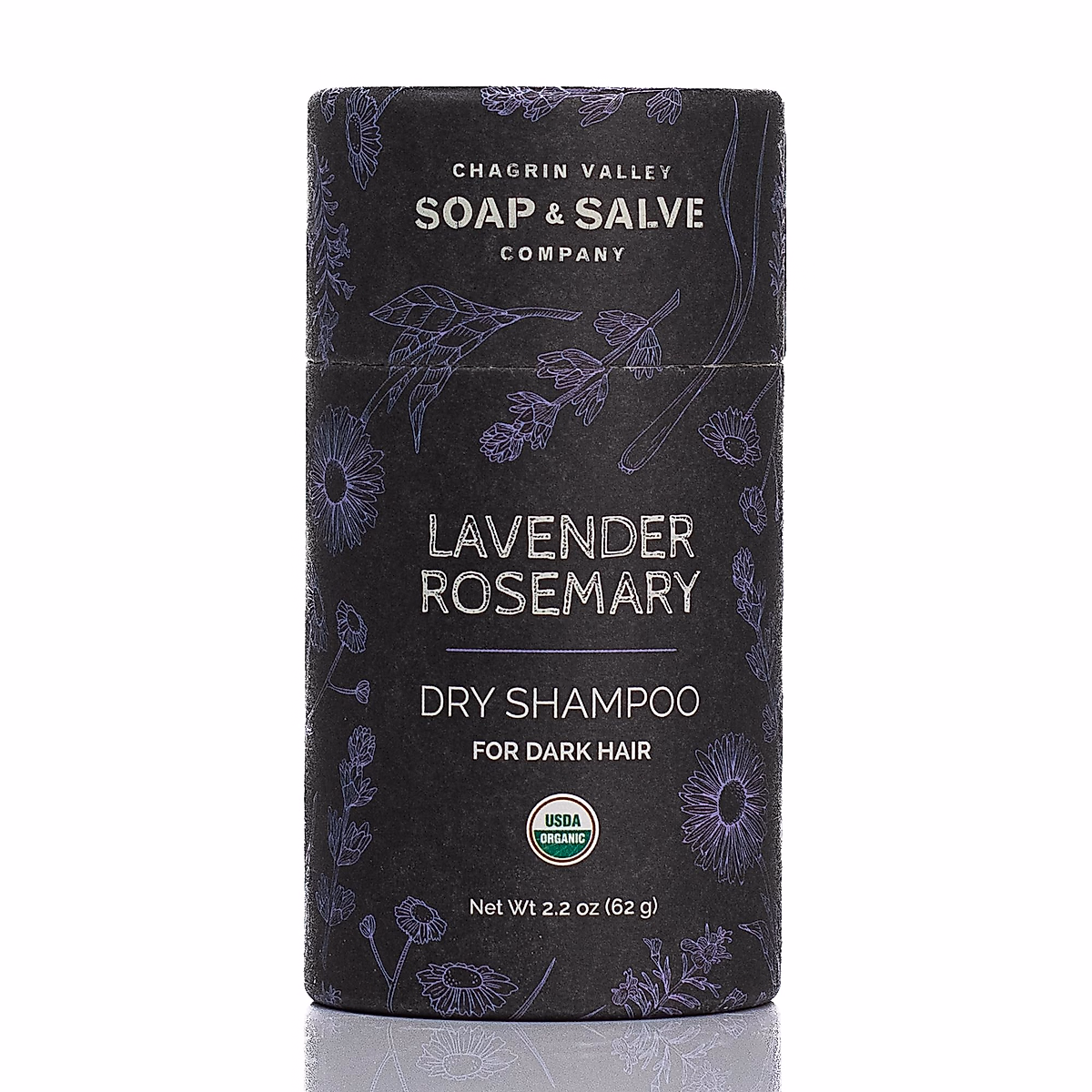 Chagrin Valley Soap & Salve Organic Natural Dry Shampoo Powder - for Dark Hair, Lavender Rosemary, Absorbs Oil Between Washes, Refreshes Hair, Non-GMO, Vegan, No Talc, 4.5 fl oz