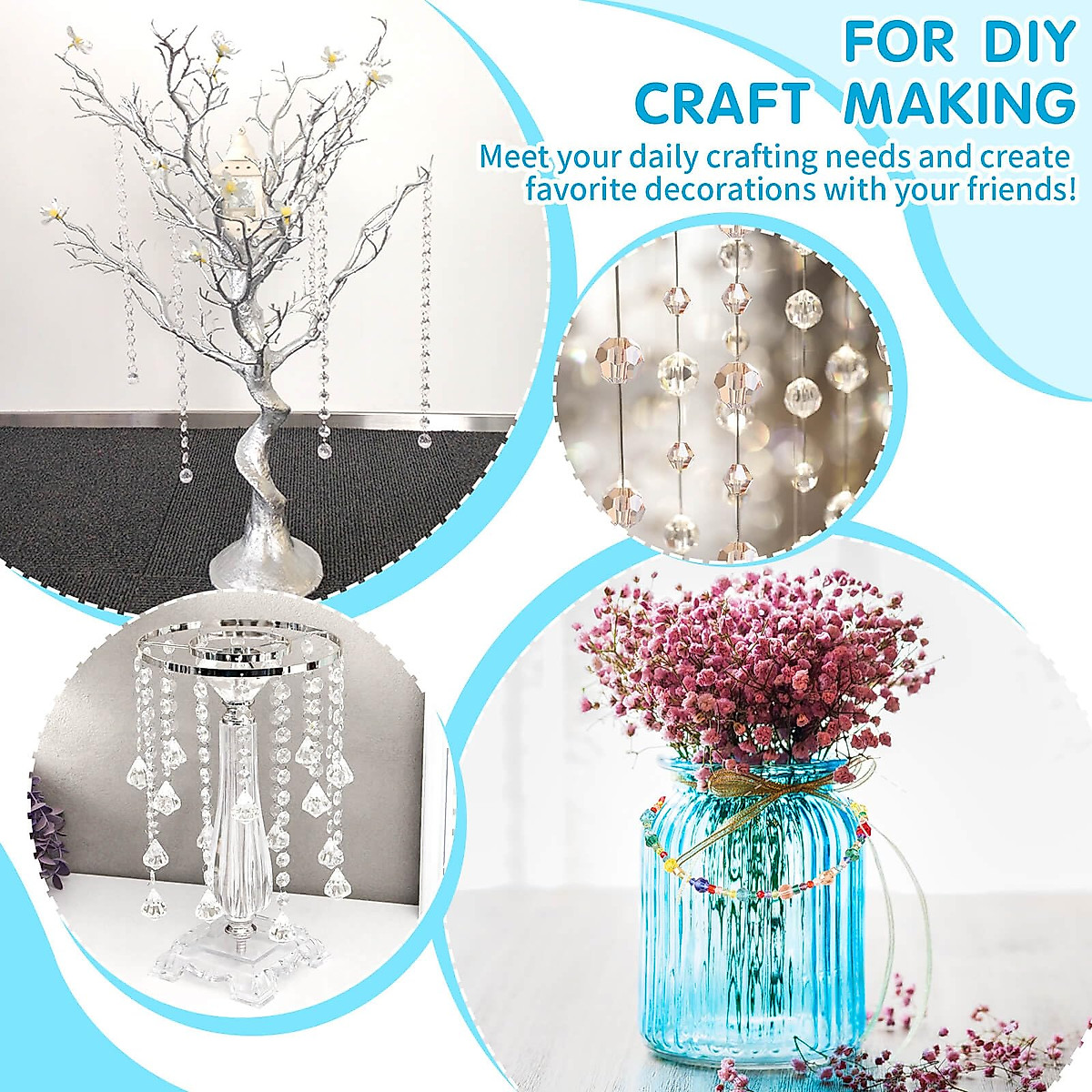 cridoz 1710 Pieces Crystal Glass Beads for Jewelry Making and Crafts, Colorful Beads for Bracelets, DIY Crafts and Home Ornaments