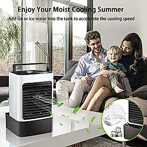 OVPPH Portable Air Conditioner, Personal Air Cooler Fan Mini Evaporative Cooler Desk Table Fan, Quiet Air Circulator Humidifier Misting Fan with 3 Speeds for Home Bedroom Office, White
