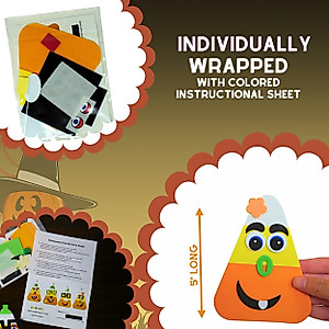 4E's Novelty Halloween Crafts for Kids (12 Pack) Goofy Candy Corn Magnet Foam Craft Kit - Bulk Fall Arts and Crafts for Toddlers & Kids, Halloween Activities for Kids Party