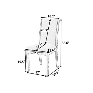Tiophome Set of 4, Full Back Set with Upholstered, Farmhouse Dining Chairs with Solid Wood Frame and Legs,Gray+Cushion Beige