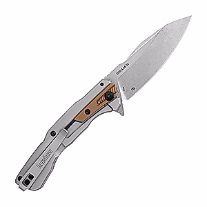 Kershaw Endgame Pocket Knife, 3.25" D2 Carbon Steel Spear Point Blade, Manual Flipper Opening, Frame Lock, Reversible Deep-Carry Pocketclip