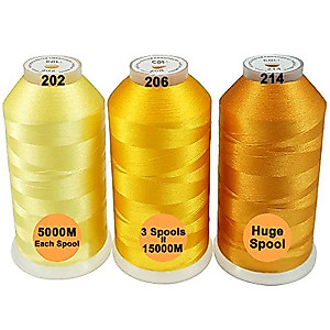 New brothreads - 40 Options- Various Assorted Color Packs of Polyester Embroidery Machine Thread Huge Spool 5000M for All Embroidery Machines -Different Yellows