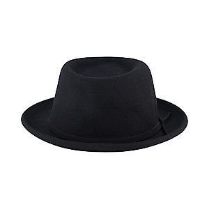 Christian Siriano New York Fedora Hat, Wool Felt Pork Pie Wide Brim Fashion Hat for Men and Women, Black, One Size
