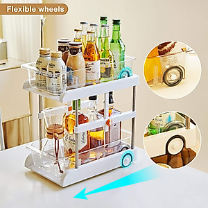 Ynelyase 2 Tier Bathroom Cabinet Under Sink Organizers and Storage for Medicine Bottle with Kitchen Pantry Clear Pull Out Drawers (9 Inch Wide)