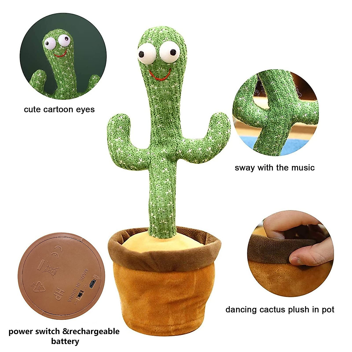 tapolexng Dancing Cactus Toy Baby Mimicking Talking and Singing Cactus Toys 120 Songs Music Repeating What You Say Plush Puppets Mimic Toy for Boy and Girl Kids Gift