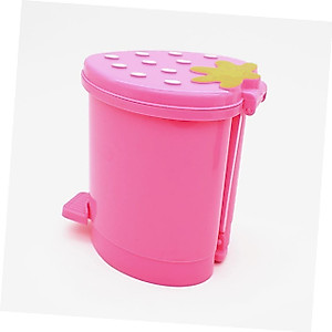 FONDOTIN Cute Strawberry Mini Trash Can Plastic Desktop Garbage Bin for Bedroom Office Car Decor Kawaii Wastebasket for Stylish Room Organization