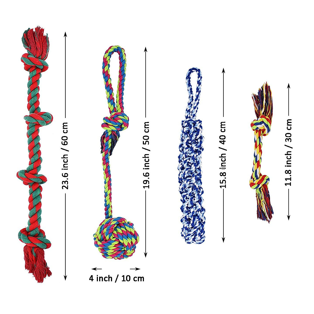 RIO Direct Dog Toys for Large Dogs, Durable Rope Chew Toys Set for Aggressive Chewers - XL Size 4 Pack Gift Set Best for Medium to Large Breeds