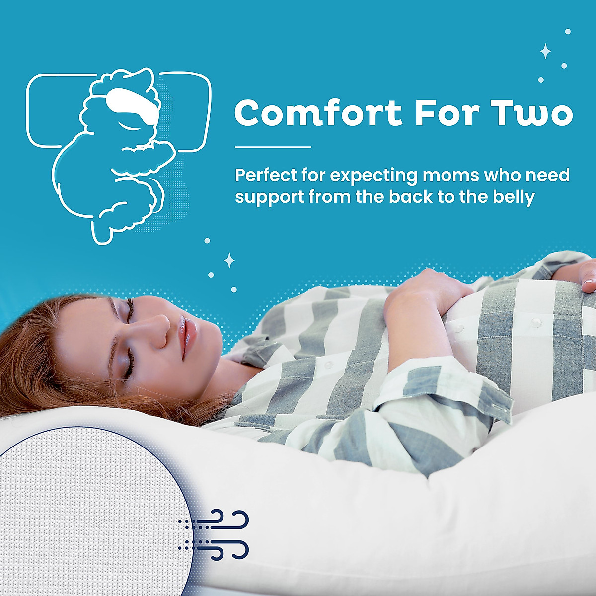 Snuggle-Pedic Long Body Pillow for Adults - Big 20x54 Pregnancy Pillows w/ Shredded Memory Foam & Bamboo Cooling Pillow Cover - Cuddle Pillow for Bed, Firm Maternity Side Sleeper Pillow Insert to Hug