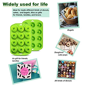 Cupidove Silicone Donut Pan for Baking | Nonstick, Mini 12 Holes Pure Food Grad Green, BPA Free, German LFGB Approved - Makes 12 Full Size Donuts