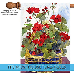 Toland Home Garden 109136 Geranium Basket Spring Flag 28x40 Inch Double Sided Spring Garden Flag for Outdoor House Flower Flag Yard Decoration