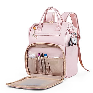 Fasrom Nurse Backpack with Padded Laptop Sleeve for Medical Supplies Storage, Nursing Clinical Work Bag for Women Nurses, Nursing Students, Health Professionals, Pink (Empty Bag Only)