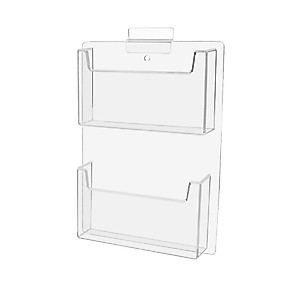 Marketing Holders Slatwall Postcard Organizer Double Pocket Clear Acrylic Display for 6" Timeclock Index Card Pamphlets Greeting Cards Organizing Space Saving Rack