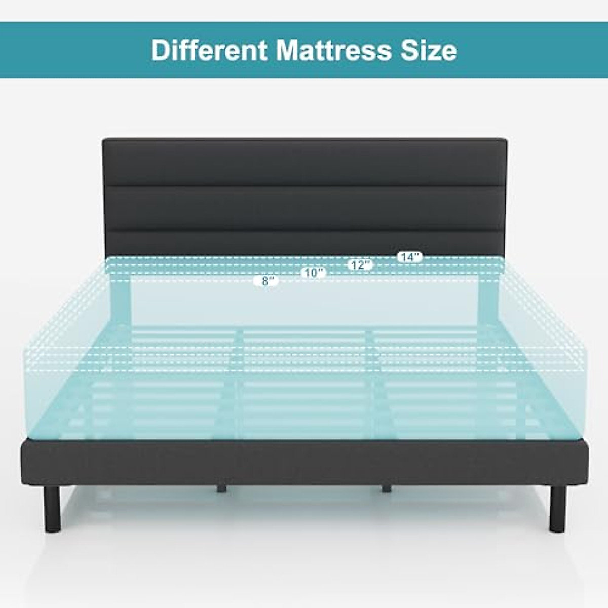 IYEE NATURE Full Size Bed Frame with Headboard,Sturdy Platform Bed with Wooden Slats Support,No Box Spring,Mattress Foundation,Easy Assembly,Dark Grey