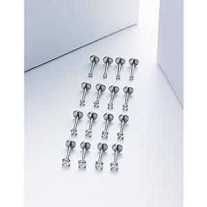 Lsnevsie 20G Push in Theadless Nose Rings Studs Stainless Steel Hypoallergenic Nose Rings Studs Piercing Jewelry for Women Men Diamond 1.5mm 2mm 2.5mm 3mm, Metal Crystal, stainless-steel
