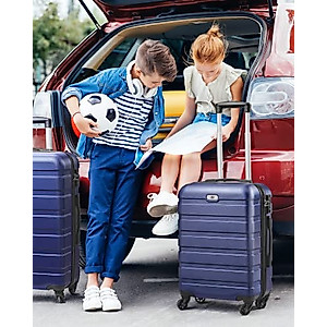 Luggage 3 Piece Sets Hard Shell Luggage Set Spinner Wheels, TSA Lock, 20 24 28 inch Travel Suitcase Sets, Dark Blue