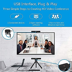 Conference Room Camera with Microphone and Speaker, Wide Angle USB Video Conference Camera for Mac, PC, Laptop, Desktop (Black with Inverted Phase)