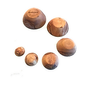 ORCHARD HARDWOODS Nesting Set of 6 Artisan Olive Wood Serving Bowls. Unique Handmade Decorative Serve-ware for Fruit, Salad, Snacks, Condiments, Any Food. Small Mini Bowl 2" to Large 5.5-6.5"