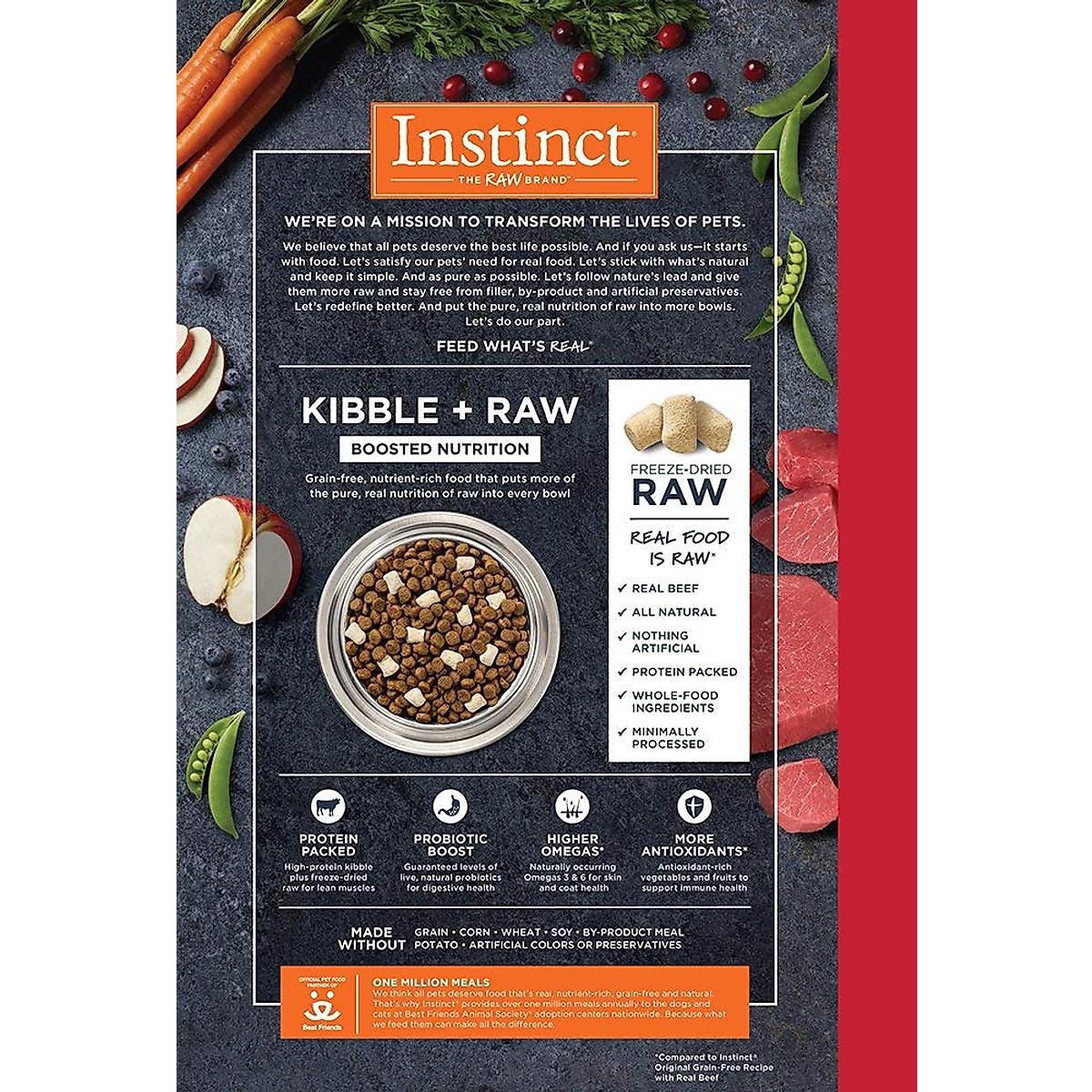 Instinct Raw Boost Grain Free Recipe with Real Beef Natural Dry Dog Food, 4 lb. Bag