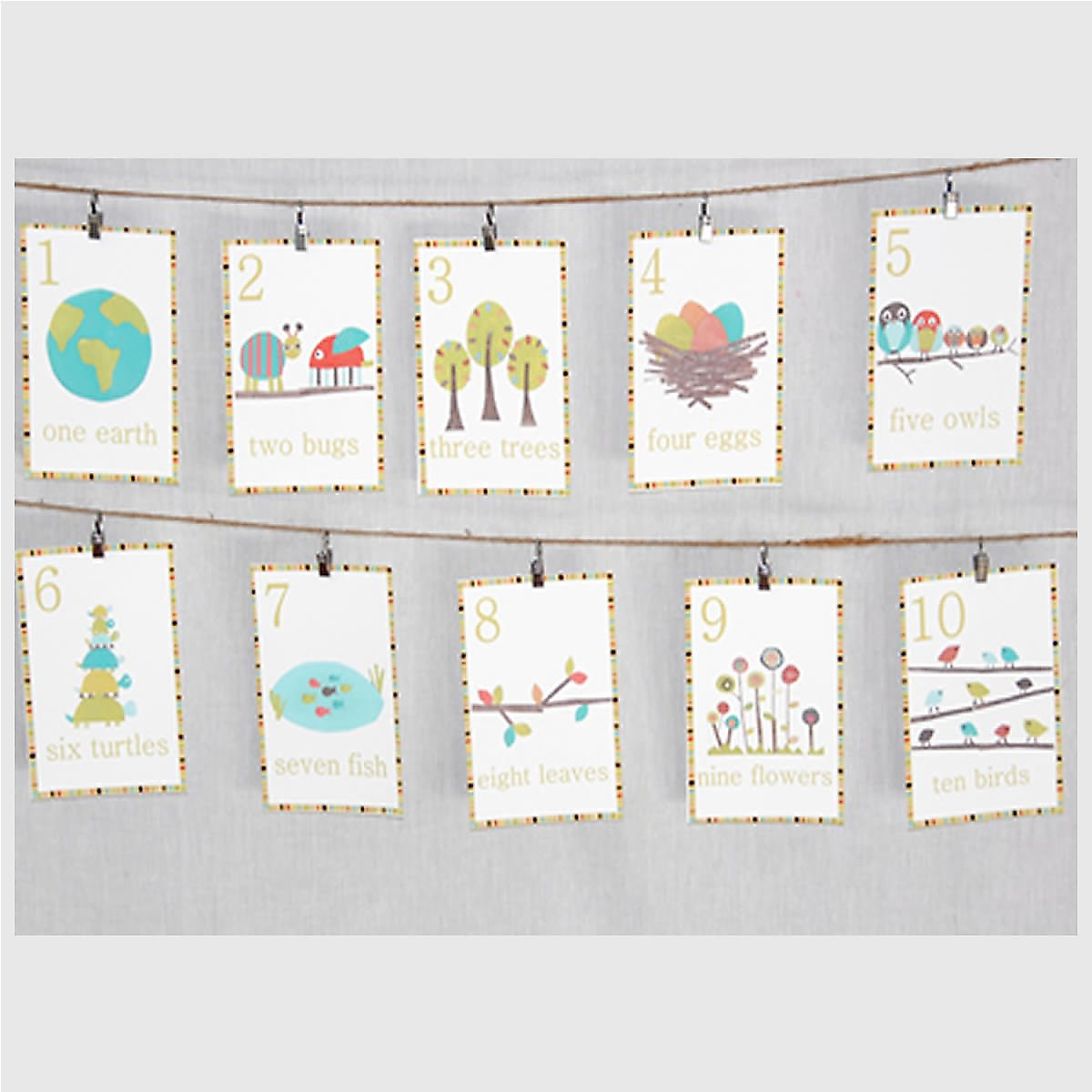 Woodland Number Counting Wall Cards in English, Set of Ten 5x7 Wall Art Prints, Forest Animal Nursery Wall Art Decor, Kid's Art Decor, Gender Neutral Nursery, Nature Themed, Woodland Nursery