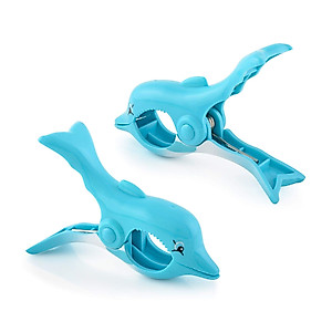 O2COOL Dolphin BocaClips, Beach Towel Holders, Clips, Set of Two, Beach, Patio or Pool Accessories, Portable Towel Clips, Chip Clips, Secure Clips, Assorted Styles (BCP080E006000)