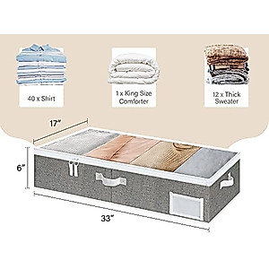 StorageWorks 45L Extra Large Fabric Storage Bins with Fabric Handles 2 pack, Underbed Storage Box, Underbed Clothes Storage Bin for Clothes, Blankets and Shoes 2 pack