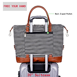 BAOSHA HB-28 Ladies Women Canvas Travel Weekender Bag Overnight Carry-on Duffel Tote Bag (Black)