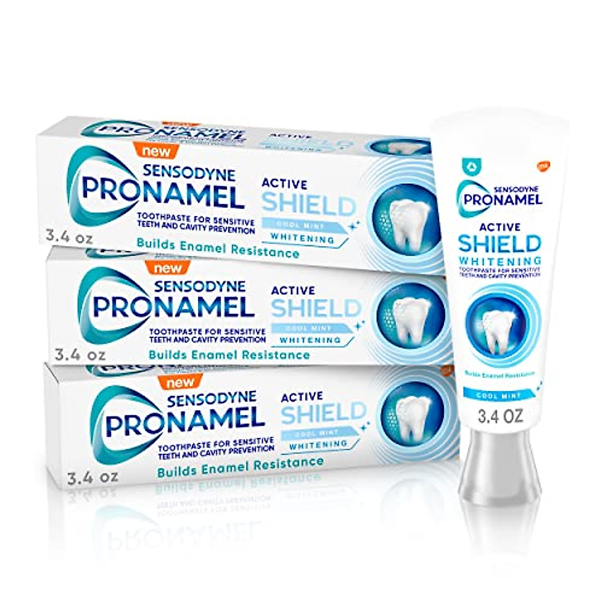 Sensodyne Pronamel Active Shield Whitening Enamel Toothpaste, Cool Mint - 3.4 Ounces x 3