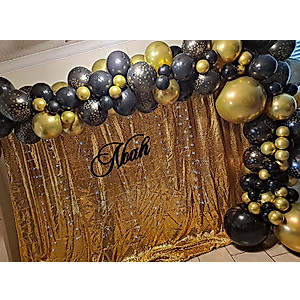 BALONAR 136Pcs DIY Gold and Black Garland Balloons Kits with 18/10/5/Inch Metallic Chrome Balloons for Birthday Party Celebration Graduation Bachelorette Wedding Baby Shower Ceremony Anniversary Balloon Chain. (Black)