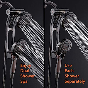 AquaSpa High Pressure 48-mode Luxury 3-way Combo with Adjustable Extension Arm – Dual Rain & Handheld Shower Head – Extra Long 6 Foot Stainless Steel Hose – All Oil Rubbed Bronze Finish – Top US Brand