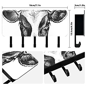 MCHIVER Cows Key Holder for Wall Decorative Mail Organizer Holders Wall Mounted Key Hangers with 5 Hooks Mounting Hardware Key Rack for Entryway Hallway Front Door
