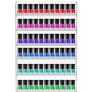 Sorbus Nail Polish Wall Rack Display Holder - Stylish Organizer for Home, Salon, Spa, Tattoo Shop, 6-Tiers, Holds Up to 90 Bottles, Acrylic 2-Piece Display