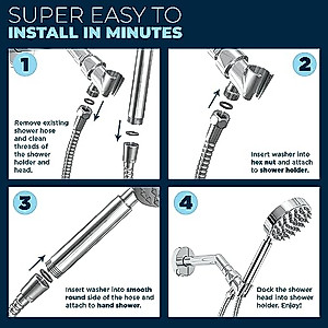 ALL METAL Shower Hose Attachment for Shower Head – CHROME - Extra Long - 72 Inch Handheld – Universal Shower Hose Replacement Part for Hand Held - Shower Head Hose