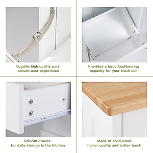 LOUVIXA Tilt Out Trash Bin Cabinet Dog Proof Trash Can Holder Kitchen Island with Garbage Bin or Tilt Out Laundry Hamper (White)