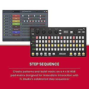 AKAI Professional Fire (Controller Only) – USB MIDI Controller for FL Studio with 64 pad RGB Clip / Drum Pad Matrix