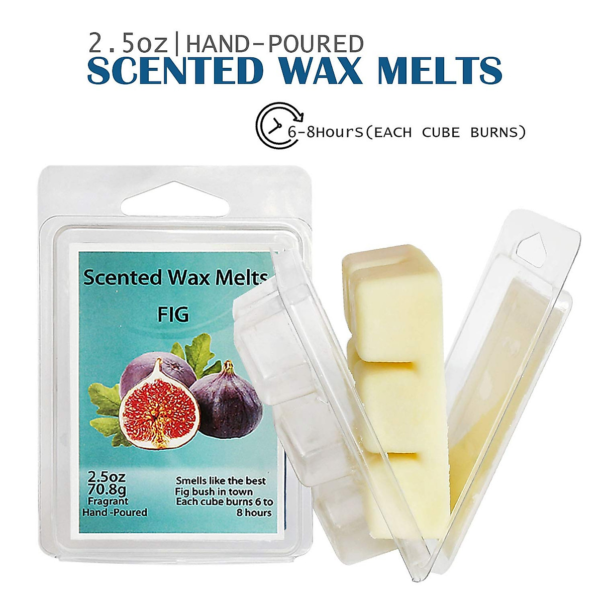 YIHAN Scented Wax Melts -Set of 8 (2.5 oz) Assorted Wax Warmer Cubes/Tarts - Jasmine, Rose, Bergamot, Fig, Vanilla, Lemon, Spring, Lavender