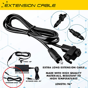 Universal Dual Power Supply Transformer Kit for Electric Reclining Furniture Power Recliner, Lift Chairs, Sofa or Sectionals - 29V 2A AC Power Cord Cable, Extension Cable and Y Cable (Not a Battery)
