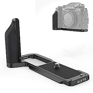 AUKTU X-T5 L-Shape Handgrip Grip for FUJIFILM XT5 Camera, Silicone Side Handle, Built-in Arca Swiss Plate, Extra 1/4"-20 Thread Hole(Black)