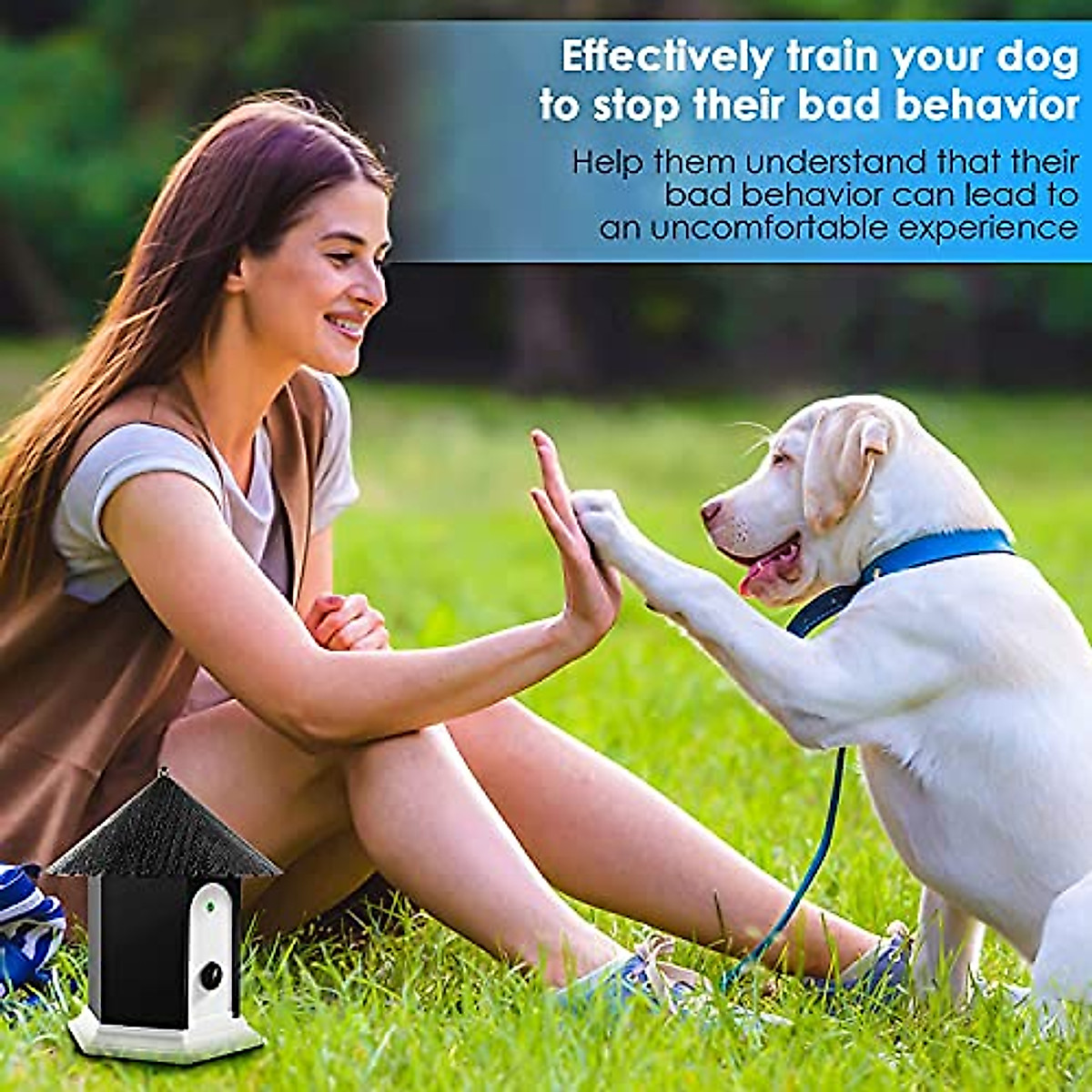 Anti Barking Device, 2-in-1 Ultrasonic Dog Barking Control Devices & Dog Training Tools, Waterproof Bark Box with 3 Levels & 50 Ft Range, Outdoor Dog Barking Deterrent Safe for Human & Dogs