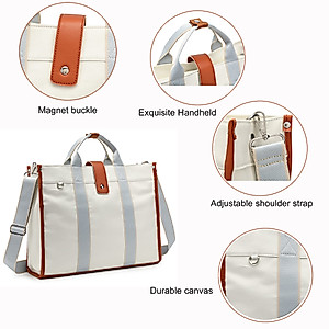 Laptop Bag for Women 15.6 Inch Lightweight Canvas Tote Bags Teacher Work Bag for School Travel
