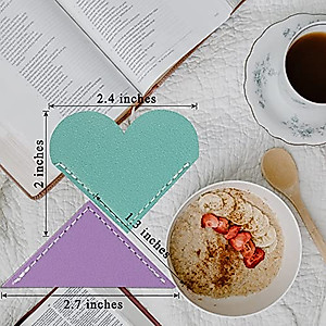 Lunpliran Leather Heart Bookmark Page Corner Book Marks Book Accessories for Reading Lover, Cute Handmade Book Reading Gift for Book Lovers Women and Kids (Heart and Triangle, 16PCS)