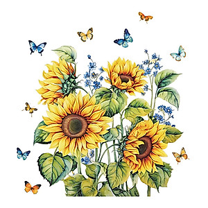 HAOHUODUO Sunflower Stickers Sunflower Wall Decor Sunflower Bathroom Decor Sunflower Decals for Walls Living Room Decoration Decorative Home Sunflower Decor for Kitchen Wall Decor 31.4x29.5 Inch