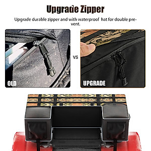 SUNPIE ATV Rear Seat with Storage ATV Back Seat w/Cushion Seat Upgrade Waterproof Zipper ATV Passenger Seat Cargo Bag Compatible with Honda Kawasaki Yamaha,4 Wheeler Rear Seat Bag Build-in Frame Camo