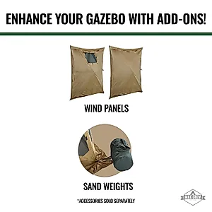 Hike Crew Extra Large 14.5’ x 14.5’ Pop-Up Gazebo Screen Tent | Screened 8-Sided Instant Outdoor Canopy Shelter w/Stakes, Ropes & Carry Bag for Camping, Sports, Picnic Table | UV Resistant SPF 50+