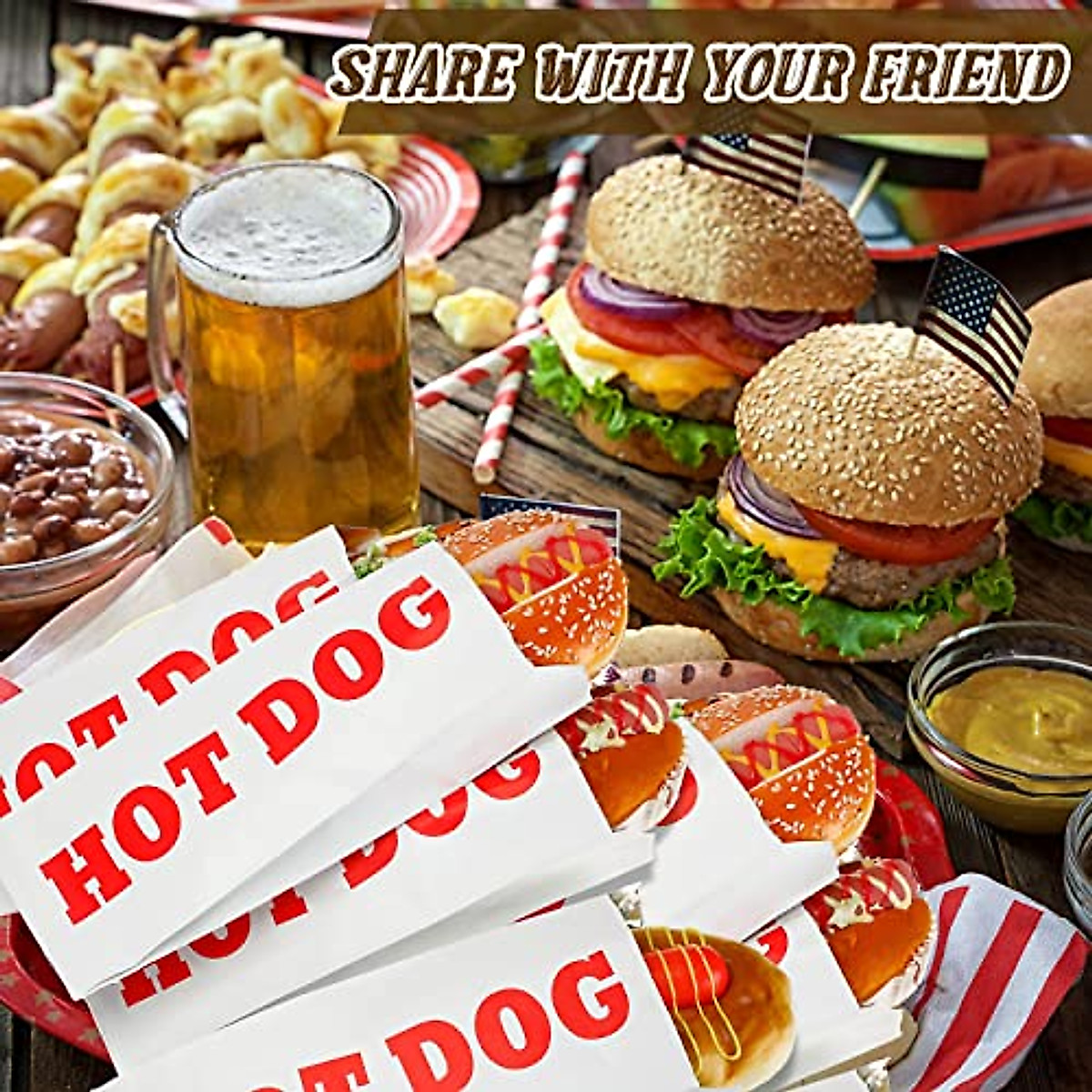 Foil Hot Dog Sleeves Hot Dog Serving Bag to Keep Warm and Fresh in Aluminum Wrap Disposable Bags for Snack Bars, Food Trucks, Take Out, Concession Stands(300 Pcs)
