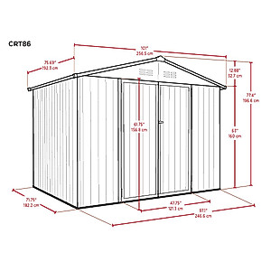 Cover-It 8x6 Metal Outdoor Galvanized Steel Storage Shed with Swinging Double Lockable Doors for Backyard or Patio Storage of Bikes, Grills, Supplies, Tools, Toys, for Lawn, Garden, and Camping, Tan