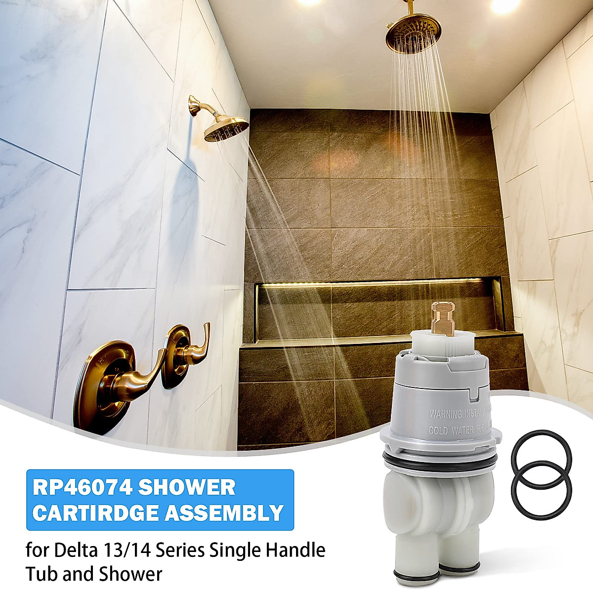 RP46074 Delta Shower Valve Cartridge Compatible with Delta 13/14 Series Bath Tub Shower Faucet Single Handle Universal Shower Valve Cartridge Repair Assembly Replacement Monitor Cartridge Parts