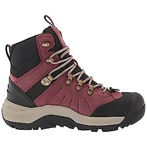 KEEN Women's Revel 4 Mid Height Polar Insulated Waterproof Snow Boots, Rhubarb/Plaza Taupe, 8