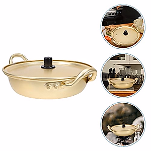 Yardwe Spoon Ramen Pot Korean Ramen Cooking Pot with Lid and Handles Korean Ramen Noodle Pot Fast Heating Ramyun Cooker for Cooking Soup Pasta Stew Kitchen Cookware 20cm Soup Pot Ramen Cooker