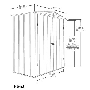 Arrow Shed Designed 6' x 3' x 6' Compact Outdoor Metal Backyard, Patio, and Garden Shed Kit, Flute Gray and Anthracite